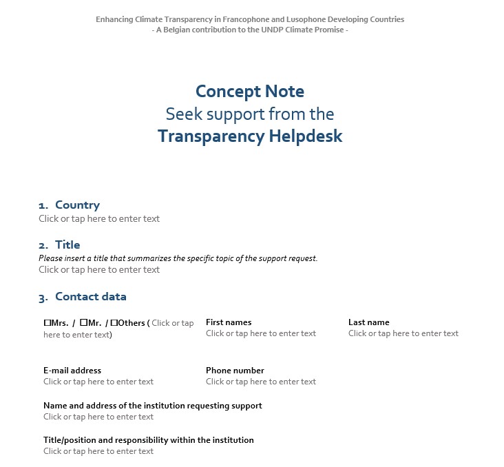 Transparency Helpdesk Concept Notes | UNDP Climate Promise